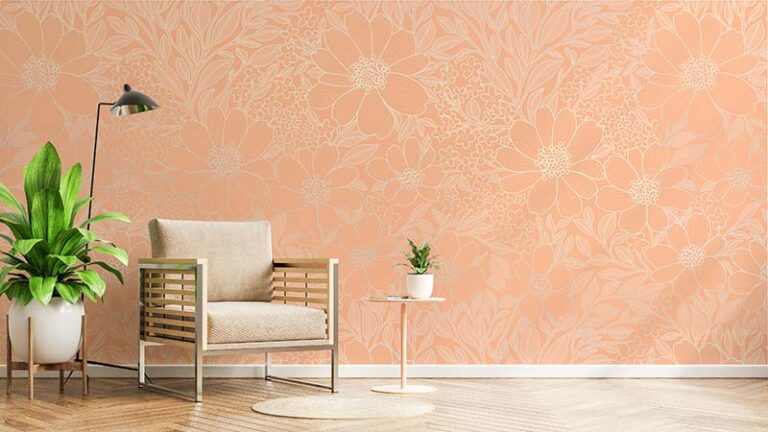 Luxurious Peach Fuzz Floral Wallpaper Mural - Magicdecor®