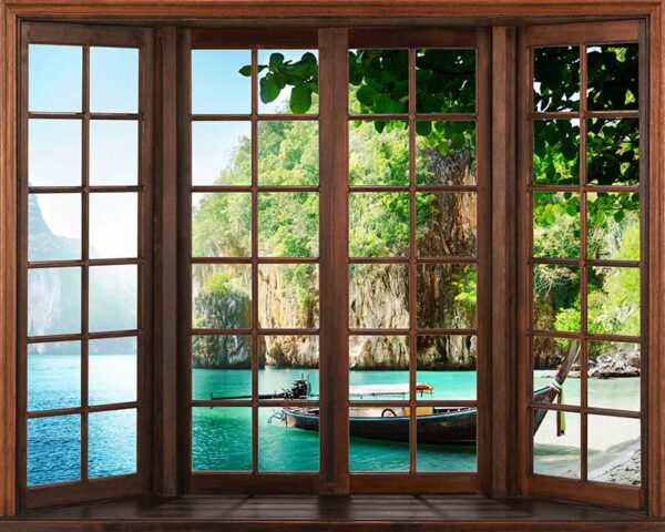 3D River View From Window Wallpaper Mural - Magicdecor®