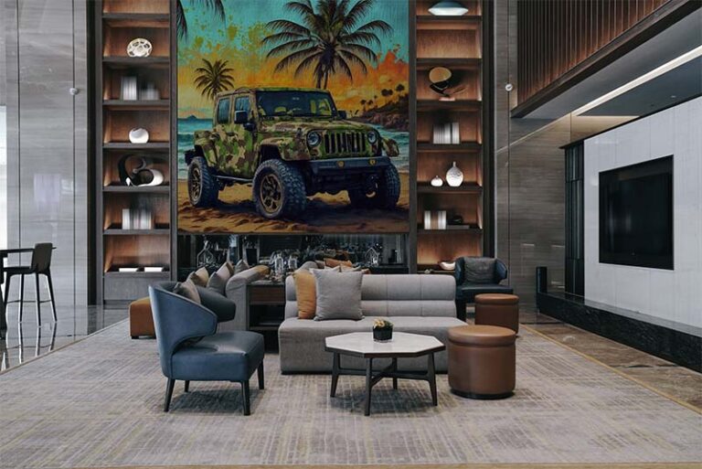 Off Road Camo Jeep Painting Wallpaper Mural - Magic Decor