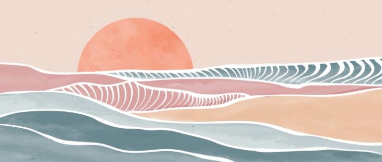 Boho Ocean Wave Contemporary Art Wallpaper Mural - Magicdecor®