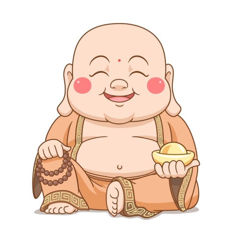 Cartoon Character of Laughing Buddha Wallpaper Mural - Magic Decor
