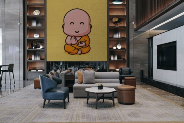 Cute Monk Meditation Wallpaper Mural - Magic Decor