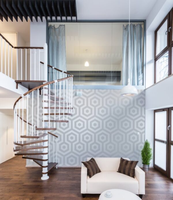 Interlocking Hexagons Grey Geometric Wallpaper Mural - Magicdecor®