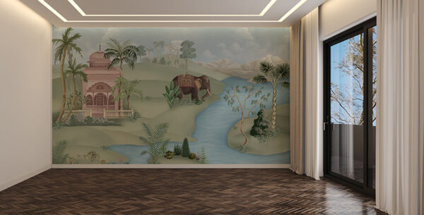 Ananda Bhoomi, Traditional Indian Upvan Wallpaper Mural, Customized ...