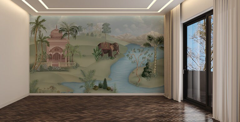 Ananda Bhoomi, Traditional Indian Upvan Wallpaper Mural, Customized ...