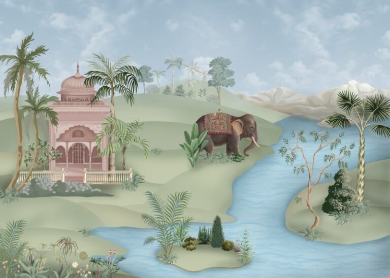 Ananda Bhoomi, Traditional Indian Upvan Wallpaper Mural, Customized ...