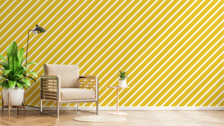 Elegant Yellow Diagonal Stripes Wallpaper Mural - Magic Decor