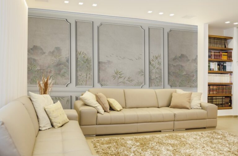 Grayscale Grandeur Moulding Effect Wallpaper Mural - Magicdecor®