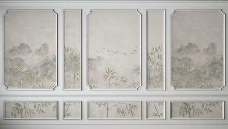 Grayscale Grandeur Moulding Effect Wallpaper Mural - Magicdecor®