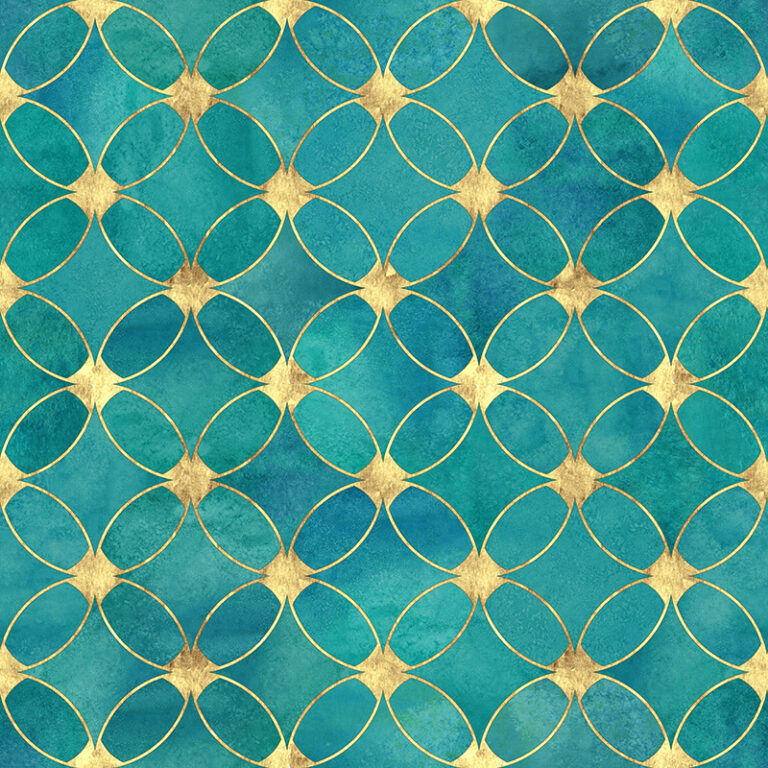 teal and gold geometric pattern roller blind - Magicdecor®