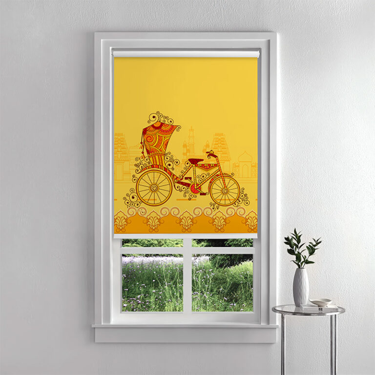 Indian Art Style Cycle Rickshaw Roller Blind - Magicdecor®