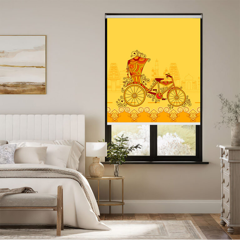 Indian Art Style Cycle Rickshaw Roller Blind - Magicdecor®