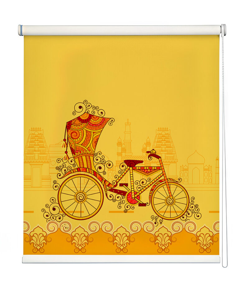 Indian Art Style Cycle Rickshaw Roller Blind - Magicdecor®