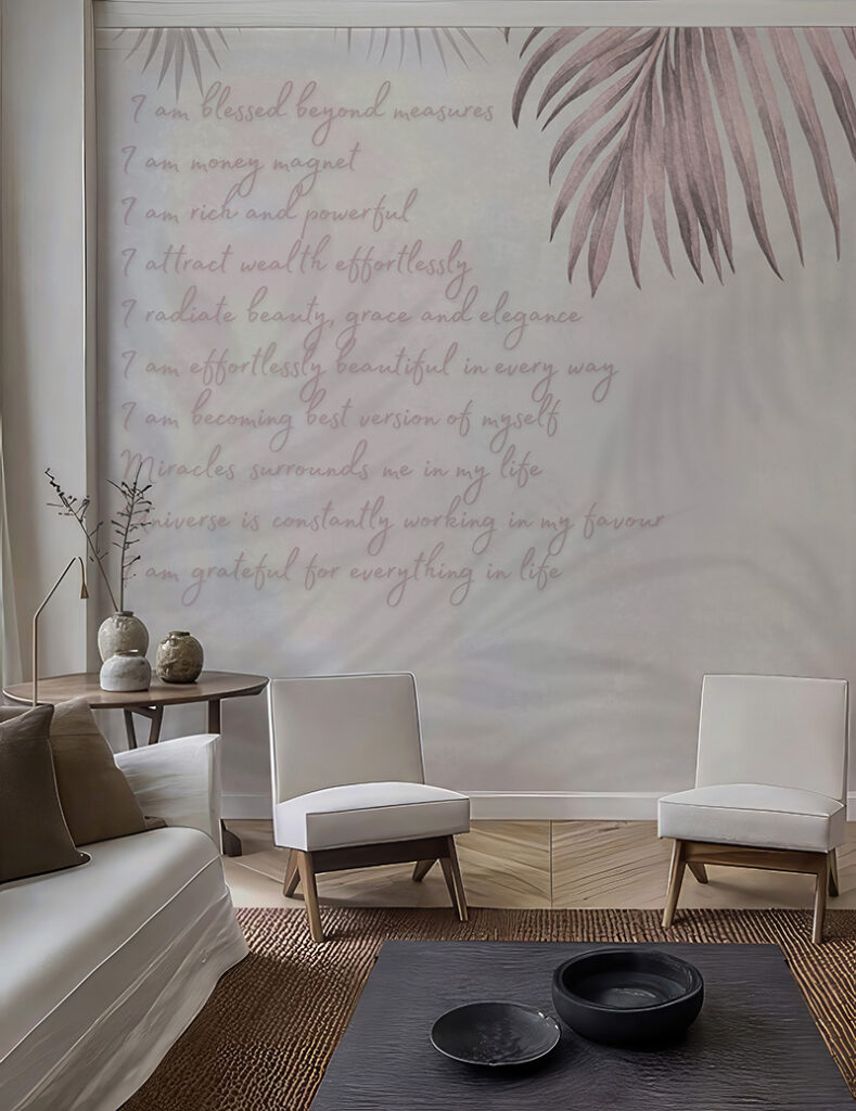 Inspira, Soft Tropical Daily Affirmation Wallpaper Mural - Magicdecor®