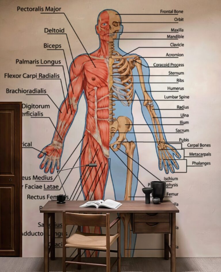 Human Muscles and Bones Educational Wallpaper - Magicdecor®